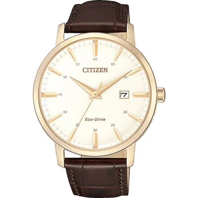 Citizen Eco-drive Gold Dial Brown Leather Mens Watch Bm7463-12a In ...