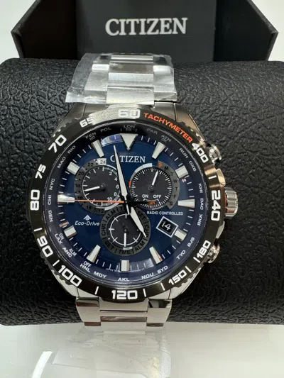 Pre-owned Citizen Promaster Land Eco-drive Chronograph Men's Blue Dial ...