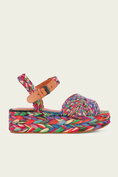 Clergerie Aida Raffia Platform Sandals In Multicolor | ModeSens