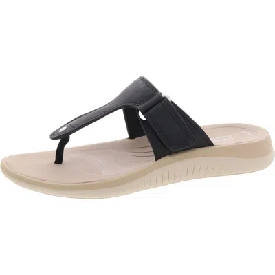 Cloudsteppers By Clarks Glide Walk Womens Strappy Faux Leather Thong Sandals In Black | ModeSens