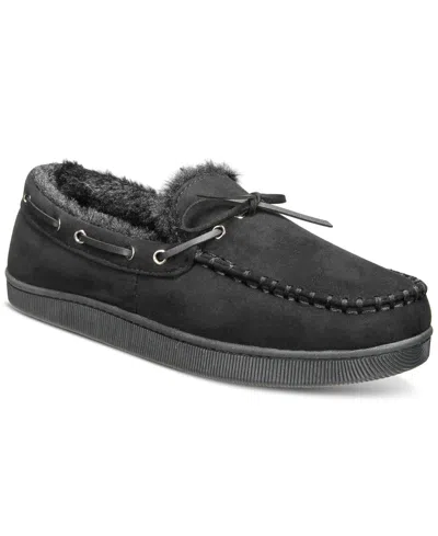 Club Room Men's Faux-suede Moccasin Slippers With Faux-fur Lining ...