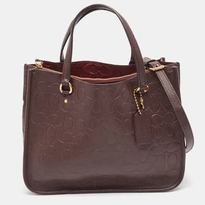 Coach Burgundy Signature Embossed Leather Tyler Carryall 28 Tote In ...