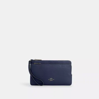 Coach Double Zip Wallet In Blue | ModeSens