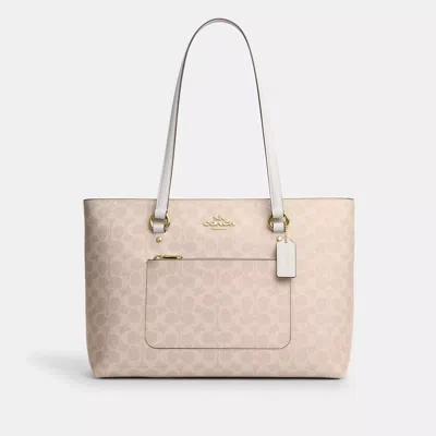 Coach Gallery Tote Bag In Signature Canvas In Beige | ModeSens