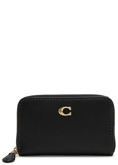Coach Logo Grained Leather Wallet In Black | ModeSens