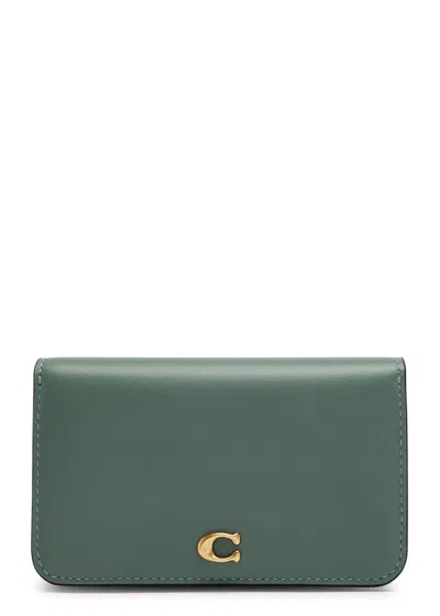 Coach Logo Leather Wallet In Sage | ModeSens