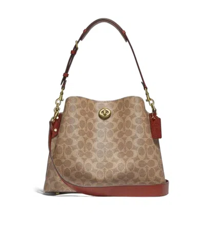 Coach Logo Shoulder Bag In Brown | ModeSens