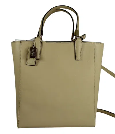 Coach Madison Saffiano Mini North South Tote Crossbody Bag In Tan/gold ...