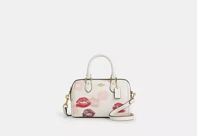 Coach Outlet Mini Rowan Crossbody Bag With Lips Print In White | ModeSens