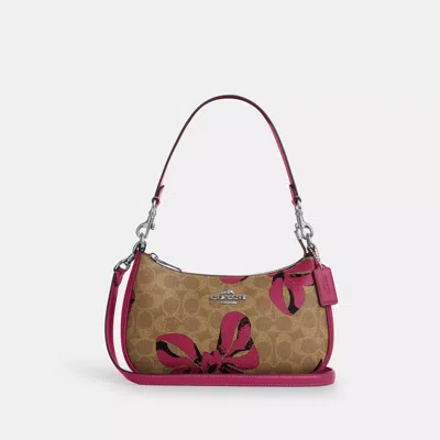 Coach Outlet Teri Shoulder Bag In Signature Canvas With Bow Print In ...