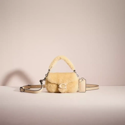 Coach Restored Tabby 12 In Shearling In Silver/cream | ModeSens