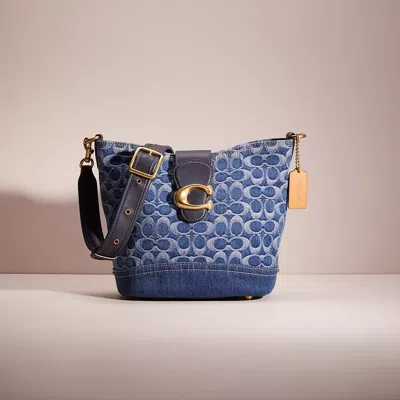 Coach Restored Tali Bucket Bag In Signature Denim In Brass/indigo ...