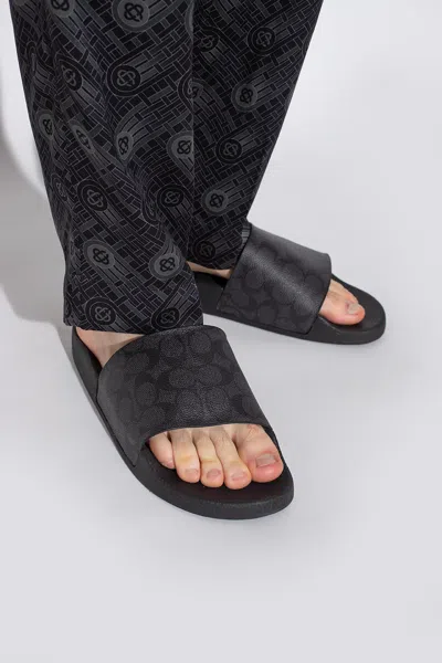 Coach Rubber Slides In Black | ModeSens
