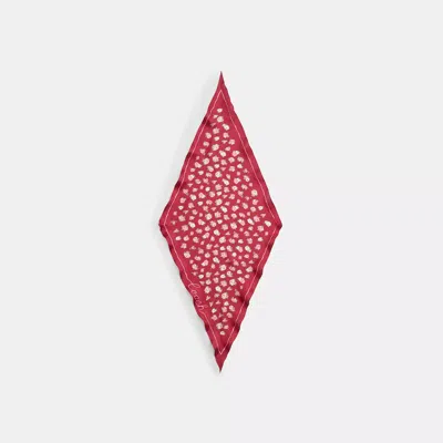 Coach Tea Rose Print Silk Diamond Scarf In Red | ModeSens