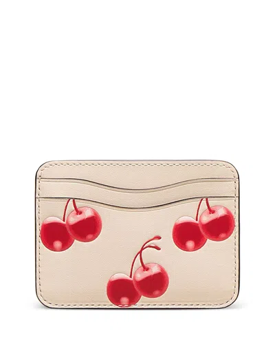 Coachtopia Wavy Card Case In Cherry Print Leather In Red Multi | ModeSens