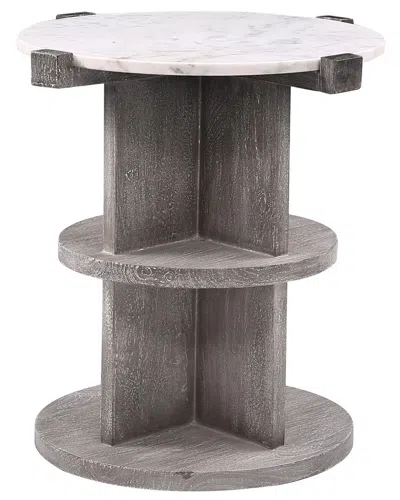 Coast To Coast Kyla Farmhouse Chairside Table With Marble Top In Black ...