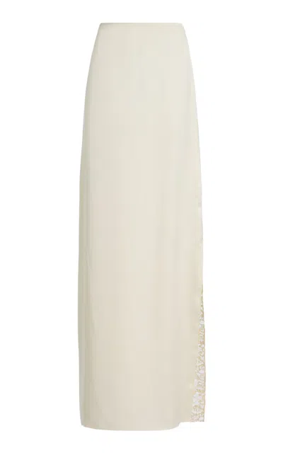 Colleen Allen Boudoir Silk Lace Skirt In White | ModeSens
