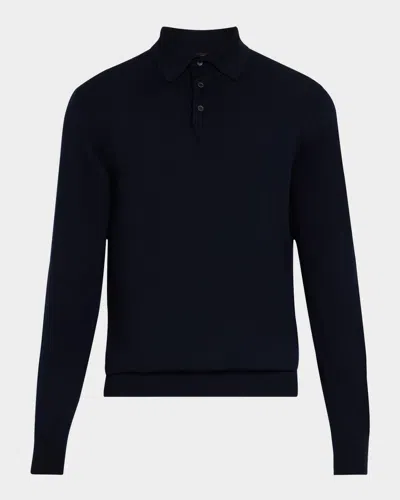 Colombo Men's Wool Polo Sweater In Blue | ModeSens