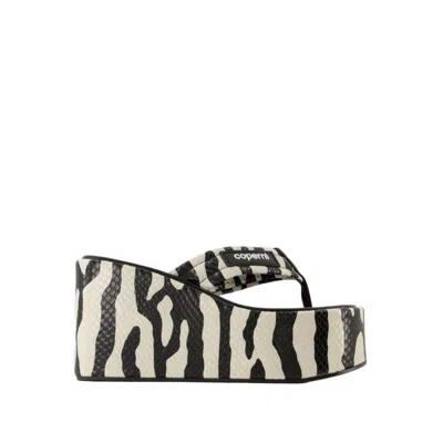 Coperni Zebra-print Platform Thong Sandals In Black | ModeSens