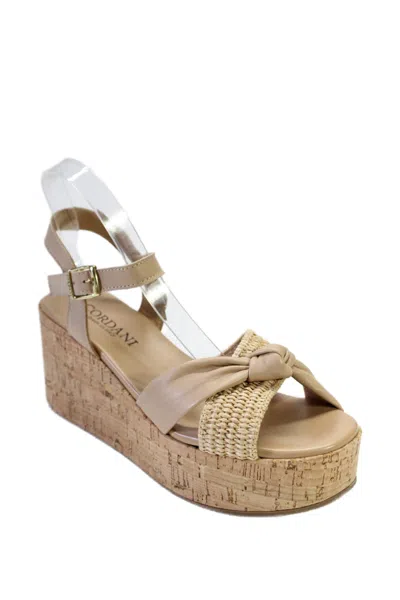 Cordani Womens Jaylin Leather Woven Platform Ankle Strap Wedges Beige ...
