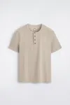 Cos Slim-fit Ribbed Henley T-shirt In Gray | ModeSens