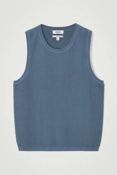 Cos Textured Knitted Vest In Blue | ModeSens