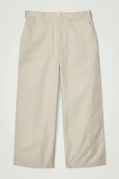 Cos Wide-leg Cotton Utility Pants In Brown | ModeSens