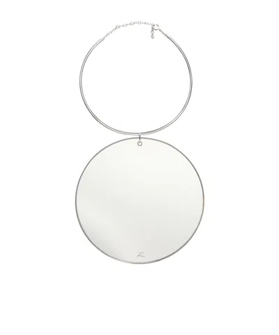 Courrèges Logo Engraved Tube Necklace In White | ModeSens