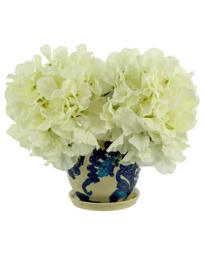 Creative Displays White Hydrangeas Arranged In A Blue & White Ceramic ...