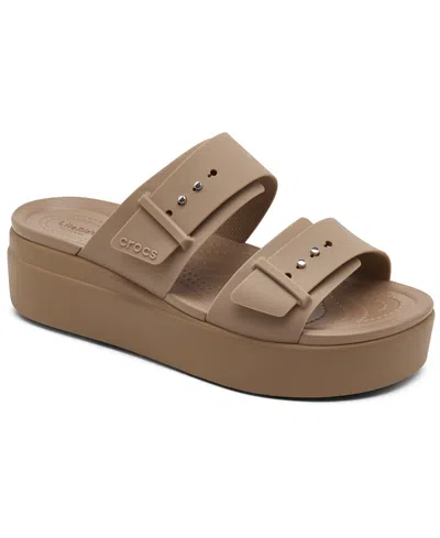 Crocs Women's Brooklyn Low Wedge Sandals From Finish Line In Latte ...