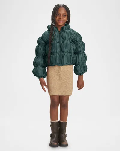 Cult Gaia Kids' Girl's Frannie Plisse Puffer Jacket In Forest Green ...