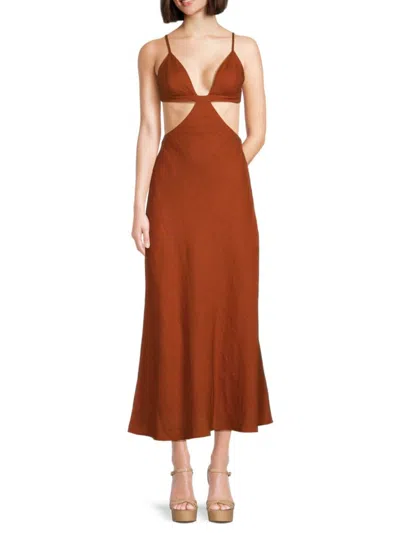 Cult Gaia Women's Selah Cut Out Linen Blend Midi Dress In Amber | ModeSens