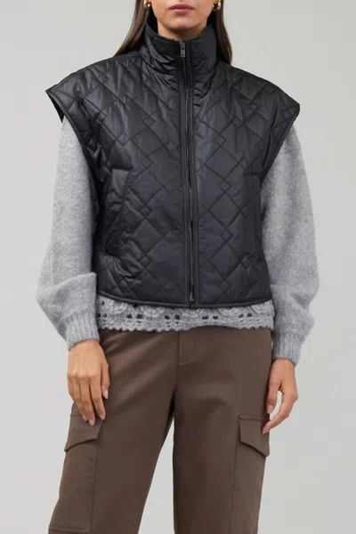 Current Air Over Shoulder Diamond Quilt Puffer Vest In Black | ModeSens
