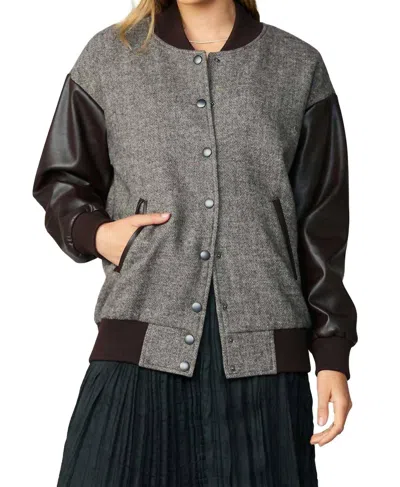 Current Air Oversized Wool Tweed Bomber In Chocolate In Gray | ModeSens