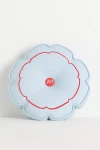 Damson Madder Cotton Embroidered Button Round Shaped Pillow In Blue ...