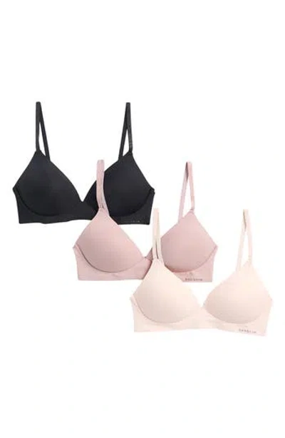 Danskin Assorted 3-pack Bonded Wireless Bras In Orchid Rain/cottonwood ...