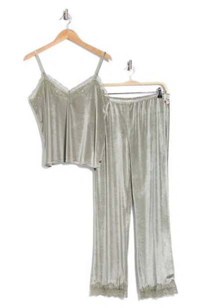 Danskin High Shine Velour Camisole & Pants Pajamas In Grey Sage | ModeSens