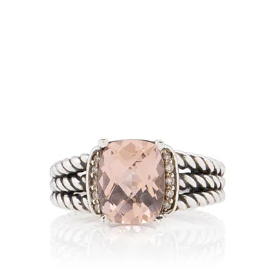 David Yurman Sterling Silver Diamond Morganite 10mm Wheaton Ring In ...