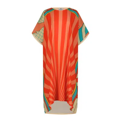 Dhara Sheth Dubai Women's Shore Retro Print Short Kaftan Dress ...
