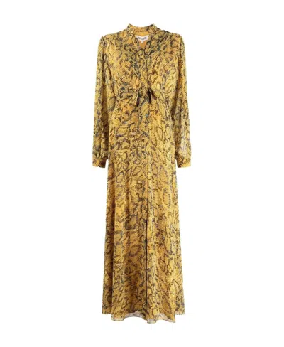 Diane Von Furstenberg Belted Snake-print Maxi Dress In Brown | ModeSens