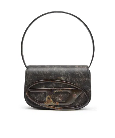 Diesel 1dr-iconic Vintage Leather Shoulder Bag In Black | ModeSens