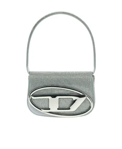 Diesel 1dr Logo Plaque Embellished Shoulder Bag In Gray | ModeSens