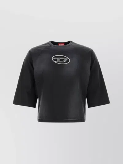 Diesel Crew Neck Cropped Length Short Sleeves T-shirt In Black | ModeSens