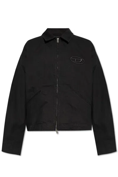 Diesel Bleached Logo Denim Jacket In Black | ModeSens