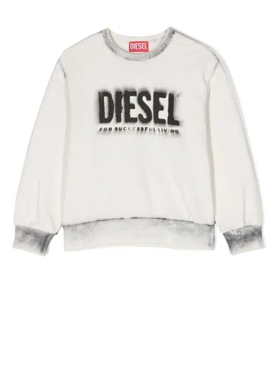 Diesel Logo-print Cotton Sweatshirt In 白色 | ModeSens