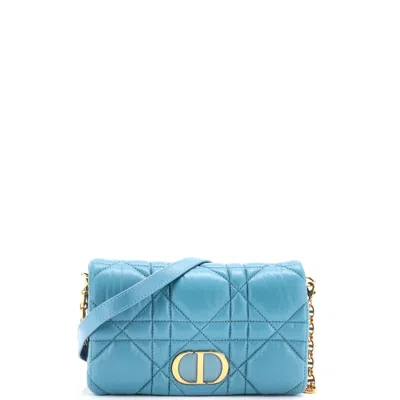 Dior Caro Flap Pouch With Chain Macrocannage Quilt Calfskin Mini In ...