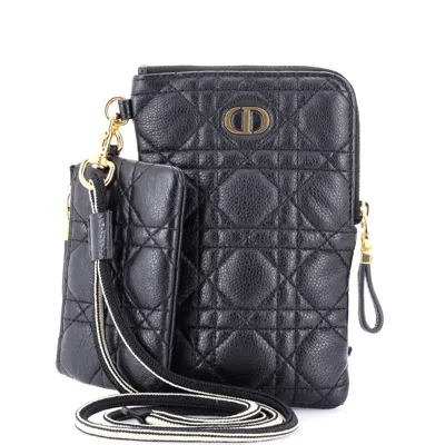 Dior Caro Multifunctional Pouch Cannage Quilt Calfskin In Black | ModeSens