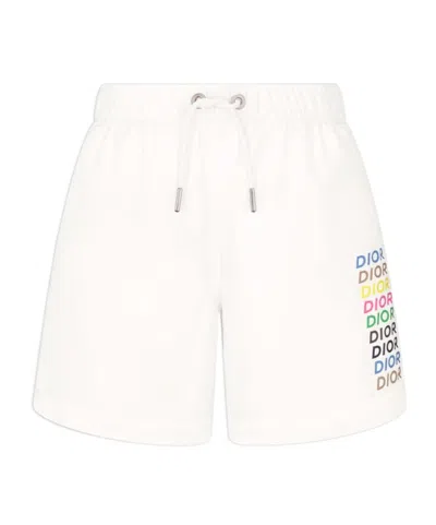 Dior Drawline Swimming Trunks In White | ModeSens