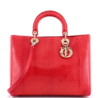 Dior Lady Bag Python Large In Red | ModeSens
