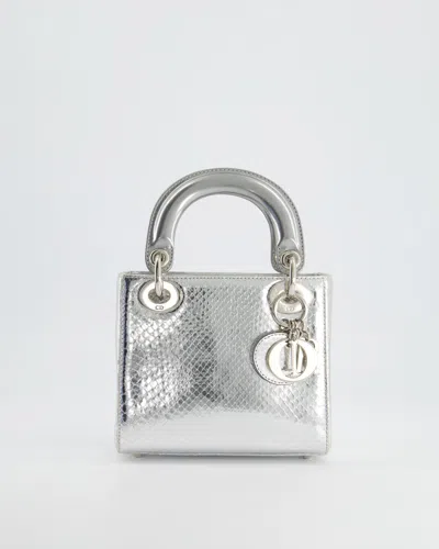 Dior Mini Lady Bag In Python With Hardware In Silver | ModeSens